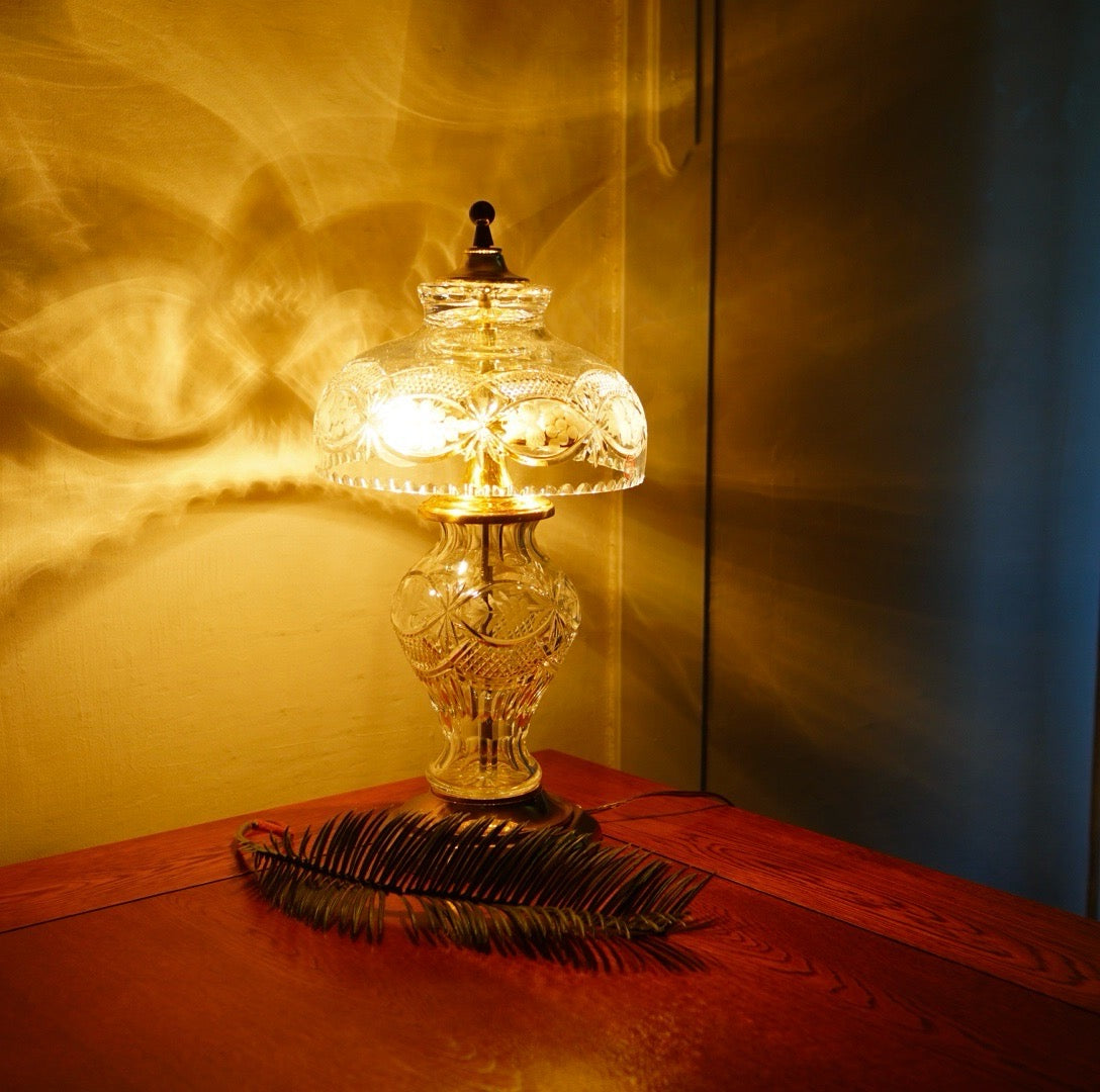 クリスタルガラスのテーブルランプ ヴィンテージ CRYSTAL CLEAR INDUSTRIES 照明 エレガント 高級感 中古 ホテルライク