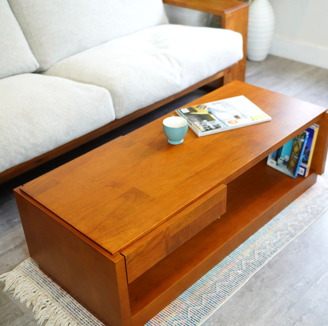 ソース / source プーロ / PURO センターテーブル 112 展示品 中古 美品 ローテーブル 机 木 高級感 引出し 収納