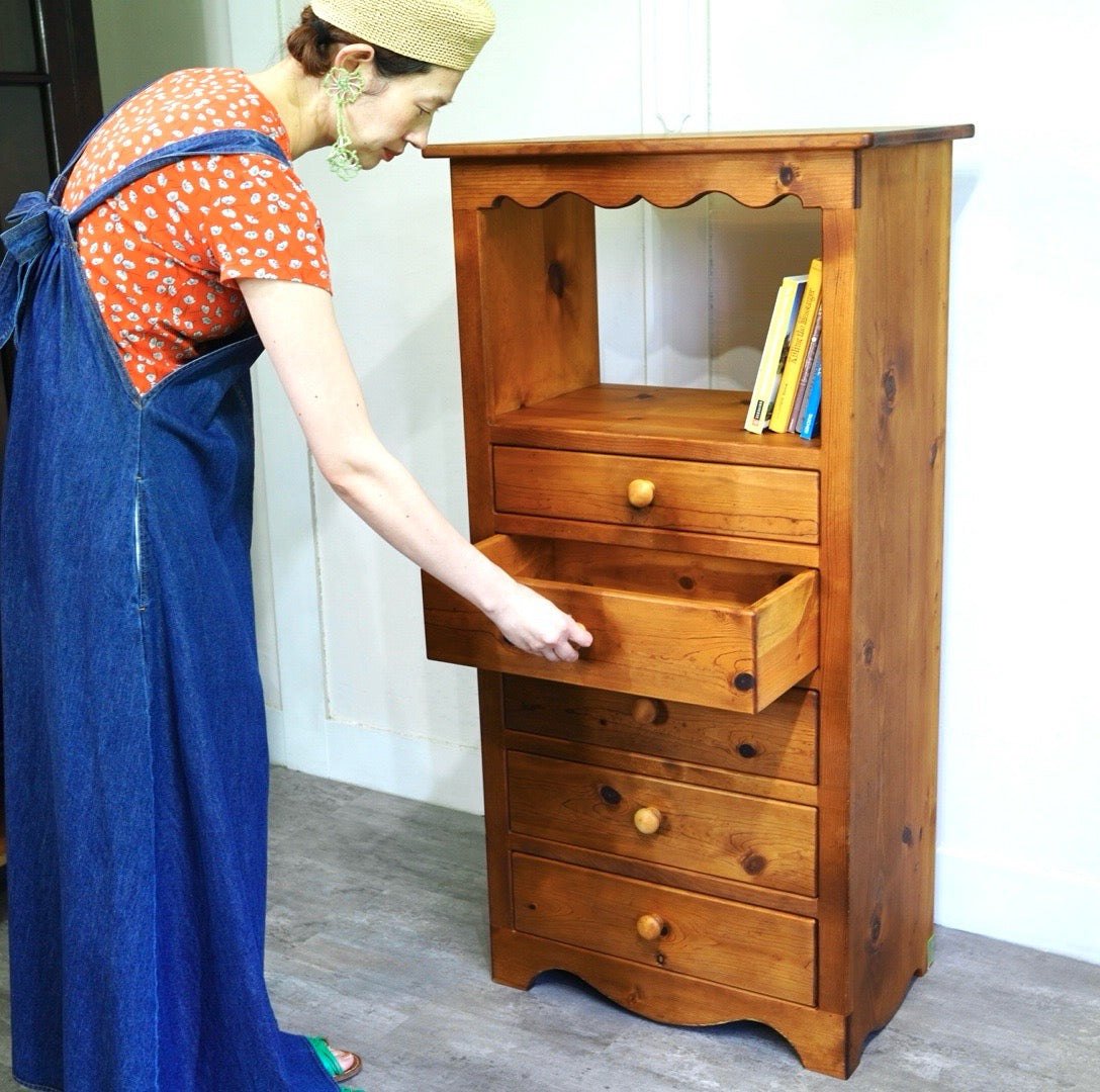 マリアガーデン チェスト キャビネット カントリー家具 パイン材 小さめ 小ぶり 中古 かわいい 引出し 箪笥 棚 一人暮らし